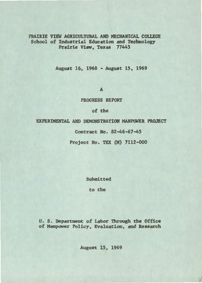 "Progress Report Of The Experimental And Demonstration Manpower Project ...